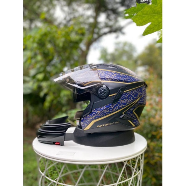 ZEUS HELMET ZS-613 BLUE BATIK EDITION | Shopee Malaysia