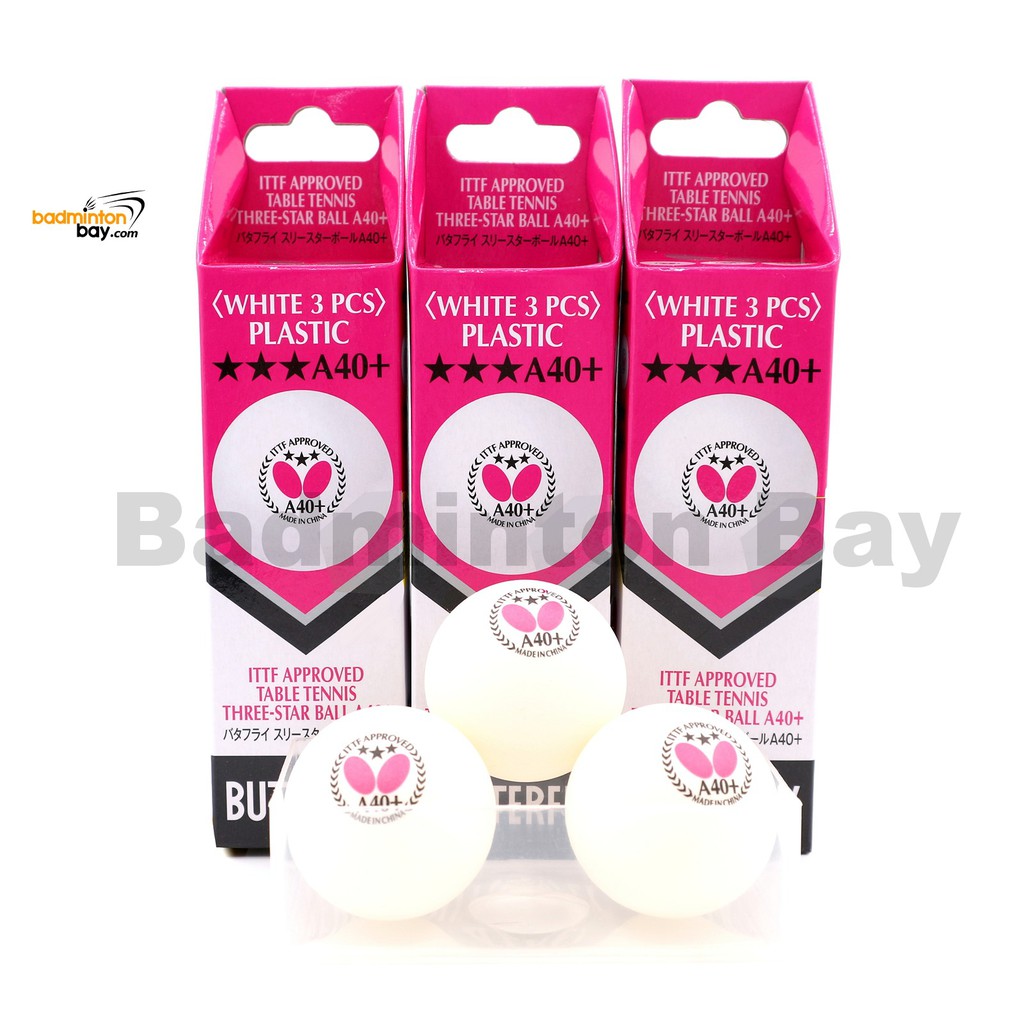 Butterfly 3-Star A40+ Plastic Table Tennis Ping Pong White Ball 40mm (9 Balls) | Shopee Malaysia