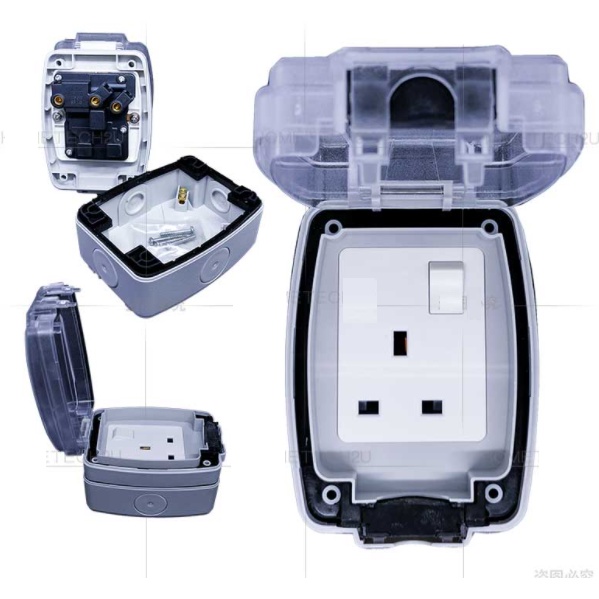 OUTDOOR WEATHERPROOF IP66 13A SINGLE SWITCH SOCKET OUTLET WITH ...