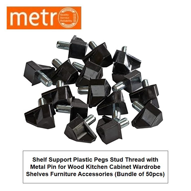 Shelf Support Plastic Pegs Stud Thread with Metal Pin (Bundle of 50 pcs ...