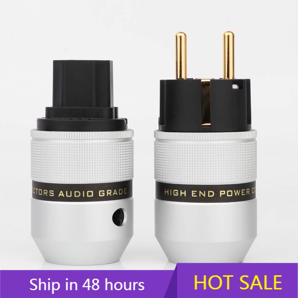Hot Sale Hi End Audio Aluminum Gold Plated Schuko Power Plug Connector ...