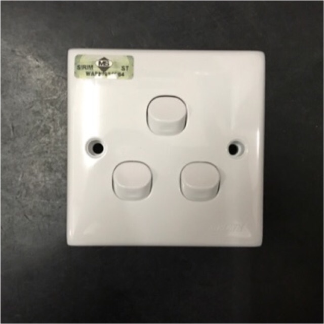 Crown 10A 250V AC 3 Gang 1 Way Flush Switch | Shopee Malaysia