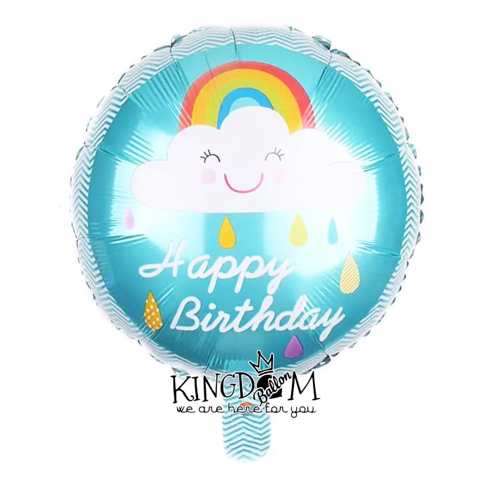 Hbd Rainbow Blue Round Balloons / HBD Foil Balloons / HBD Motif ...