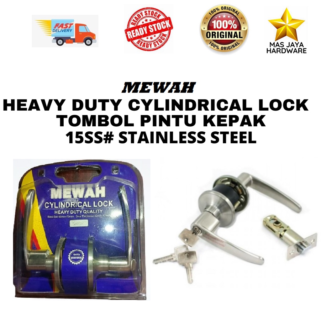 NAVATO/MEWAH 15AC/SS HEAVY DUTY TUBULAR LEVEL CYLINDRICAL LOCK, DOOR ...