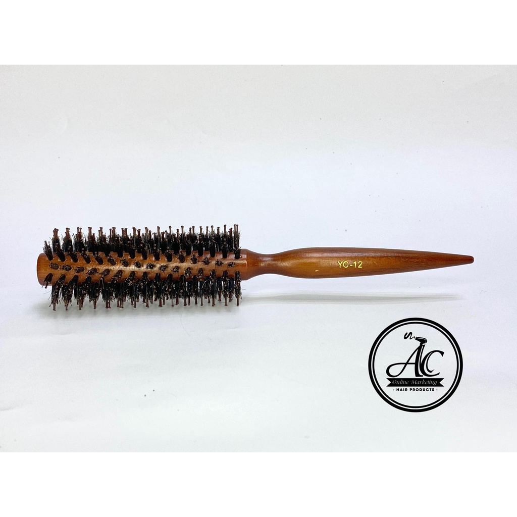 Wooden Rolling Comb Hair Brush Hair Comb Anti-Static Round Comb Blower ...