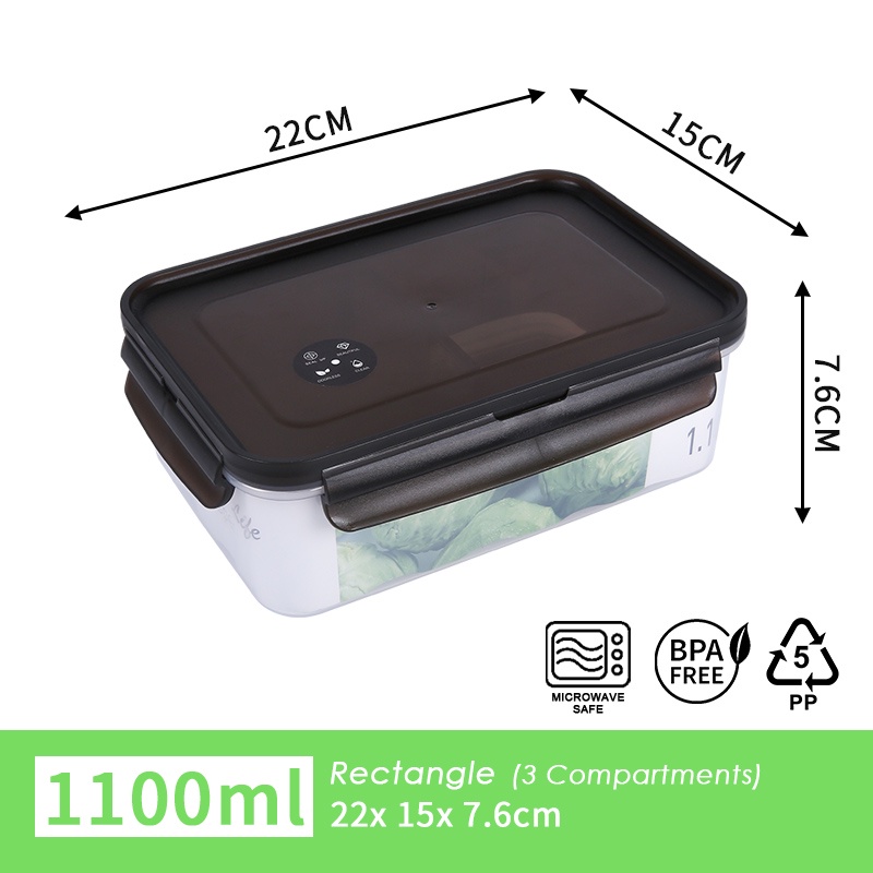 JX Microwave Safe Airtight PP Plastic Storage Box Kitchen Food ...