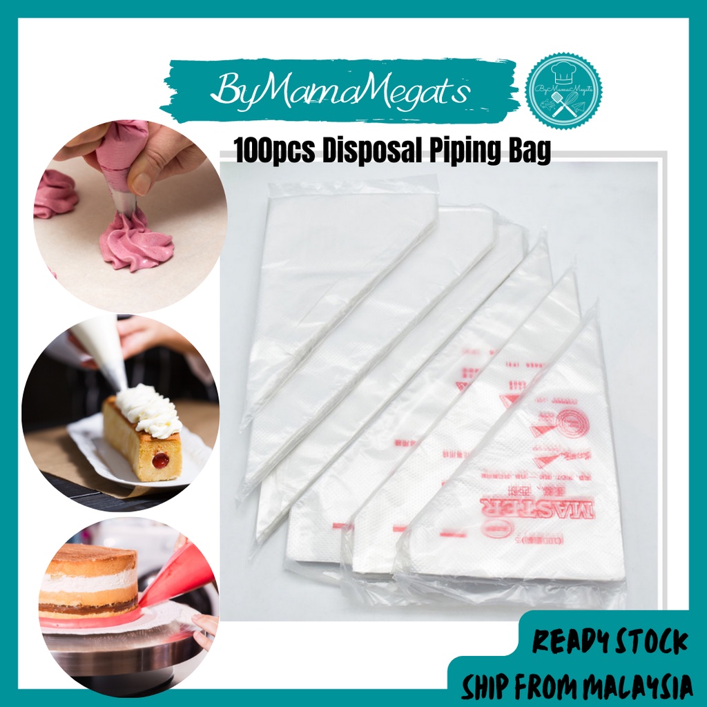 ByMamaMegats 100pcs/set disposable plastic piping bag cream buttercream ...