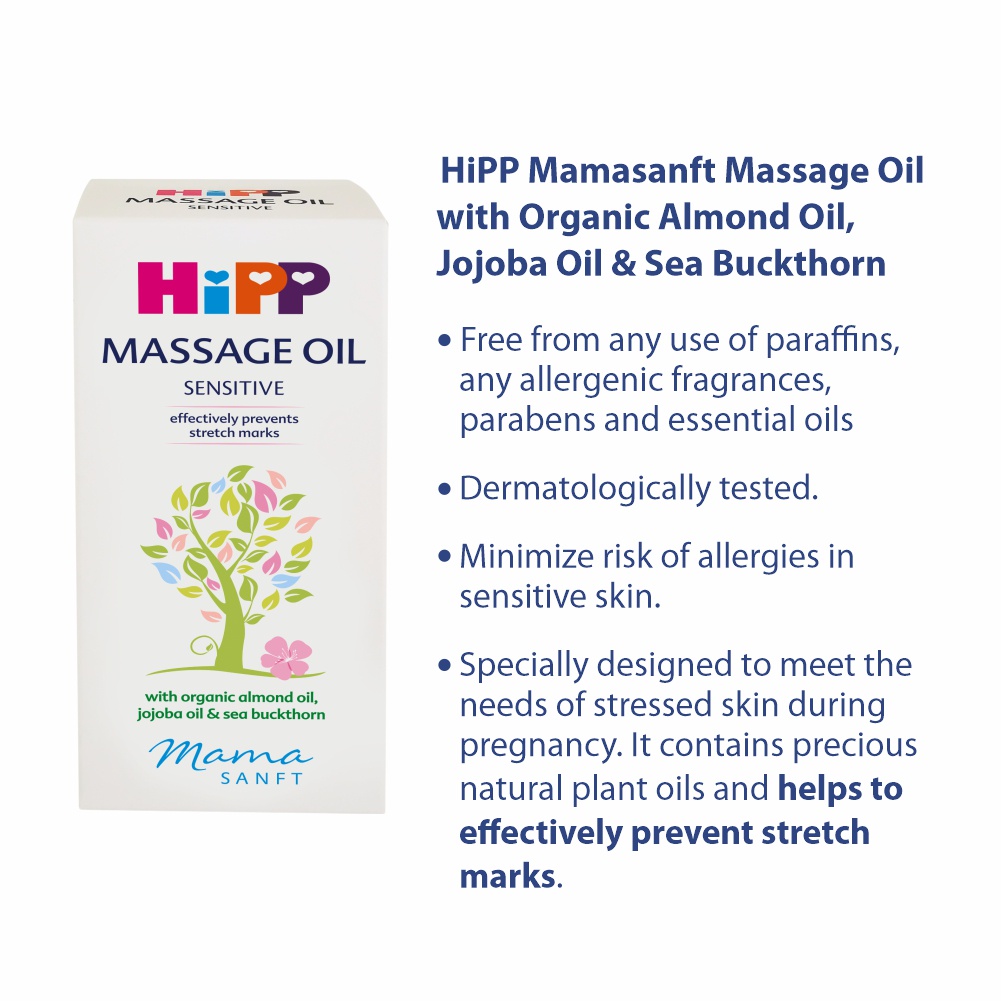 HiPP Mamasanft Massage Oil With Organic Almond Oil, Jojoba Oil & Sea ...