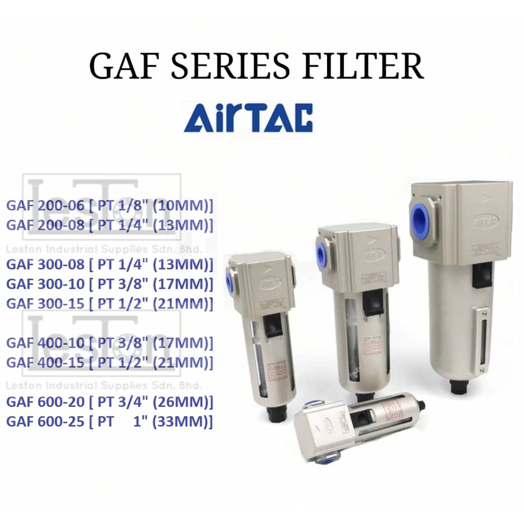 AIRTAC GAF SERIES GAF300 SERIES PNEUMATIC FILTER GAF300-08 (PT1/4") , GAF300-10 (PT3/8 ...
