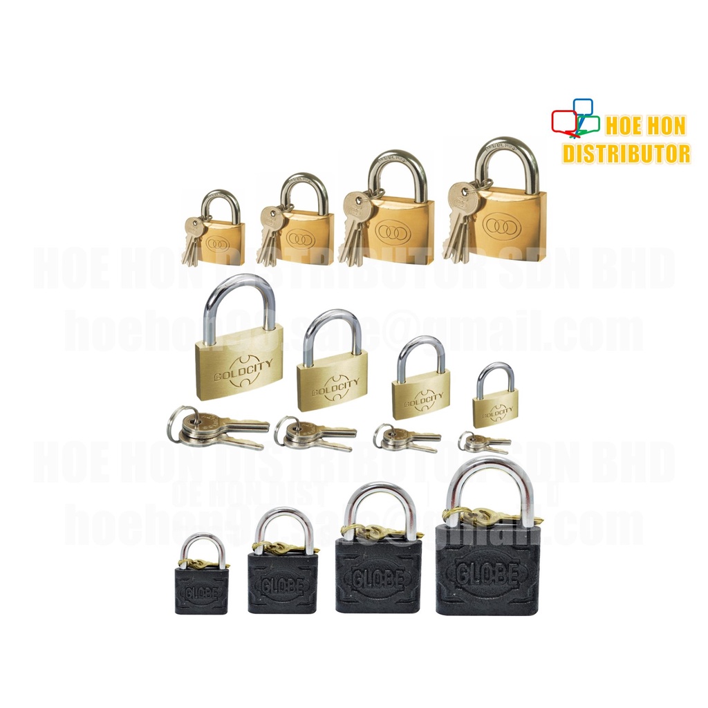 Heavy Duty Steel / Copper / Iron / Brass Padlock Security Lock Kunci ...