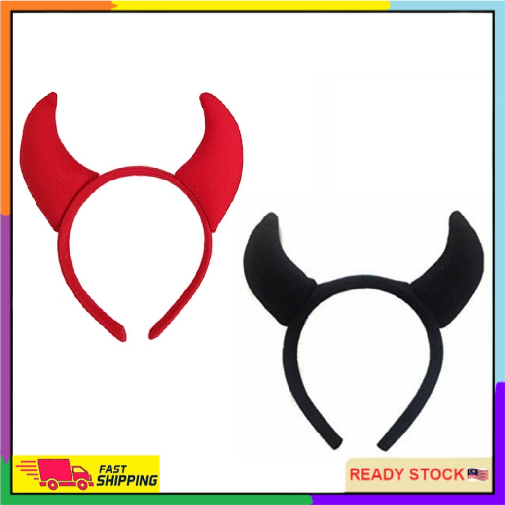 Devil Horn Hairband Headband Red Black Halloween | Shopee Malaysia