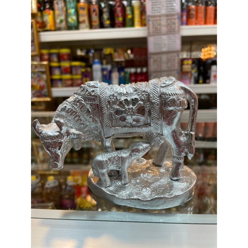 White metal komatha cow and calf statue solid | Shopee Malaysia