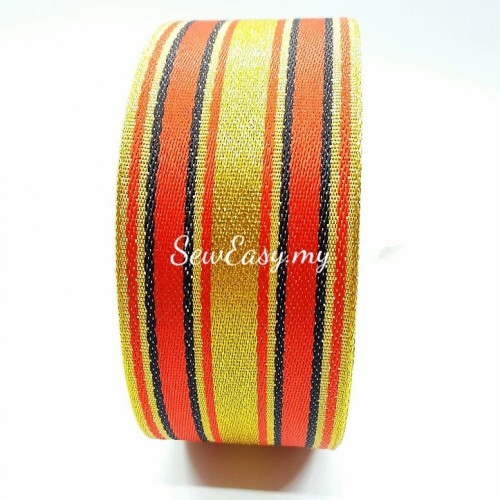 RB014115A 1.5" Reben Songket Ribbon Jalur Merah Gold | Shopee Malaysia