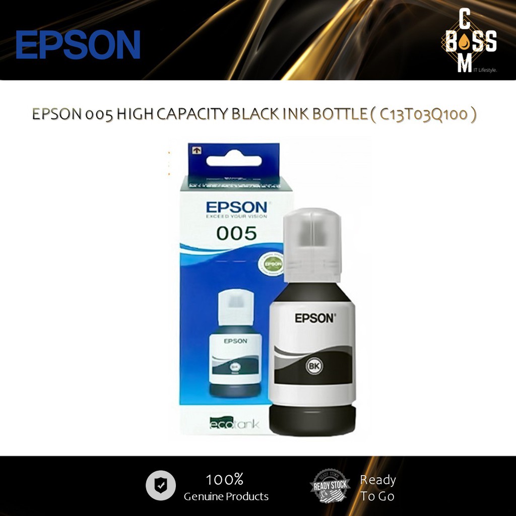 *ORIGINAL* EPSON 005 HIGH CAPACITY BLACK INK BOTTLE ( C13T03Q100 ...