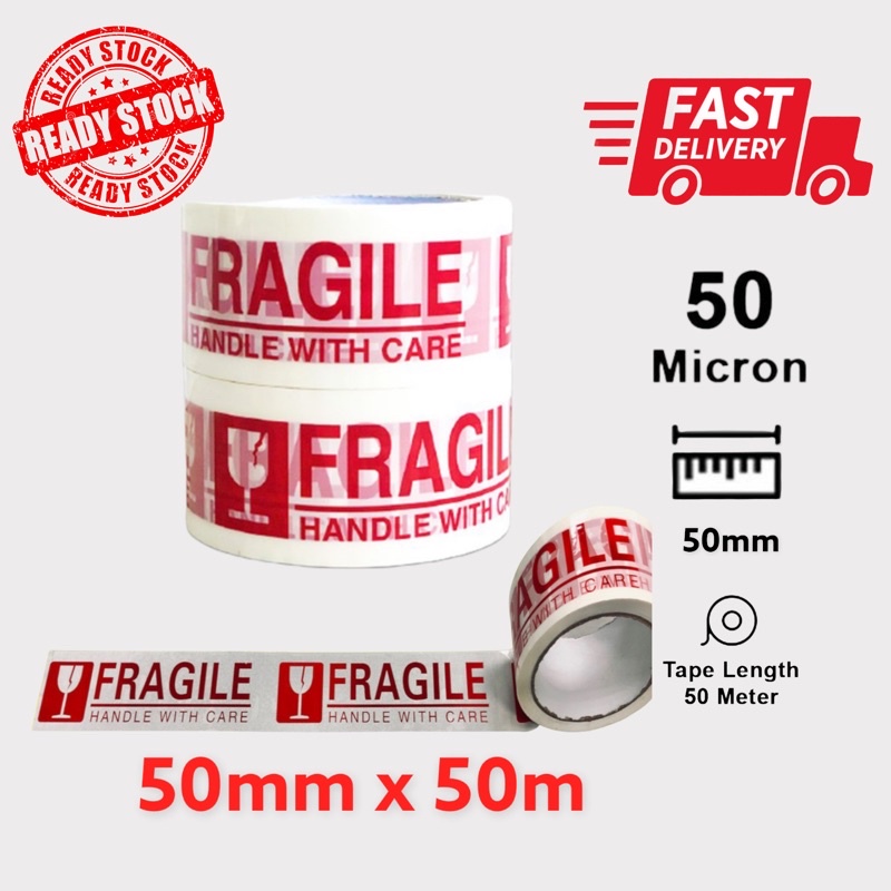 Fragile OPP Tape 52mic x 50mm x 50m Masking Tape 🔥READY STOCK🔥 | Shopee ...
