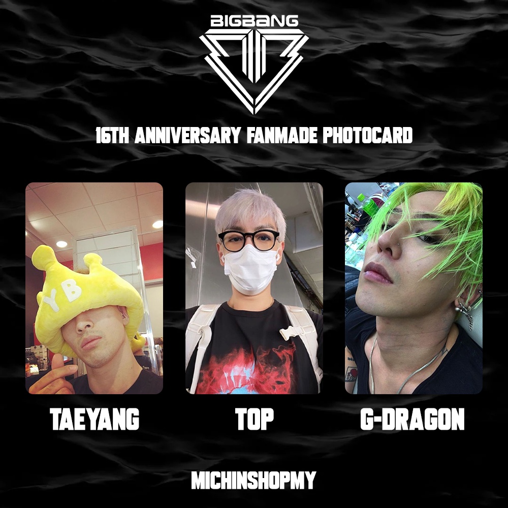 BIGBANG FANMADE SELCA PHOTOCARD 16TH ANNIVERSARY GDRAGON TOP TAEYANG ...