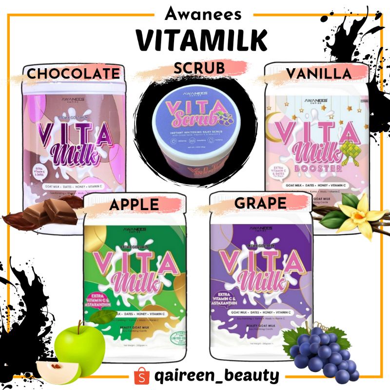 🔥VITAMILK & VITA SCRUB🔥 Vitamilk Booster Perisa Anggur Apple Vanilla ...