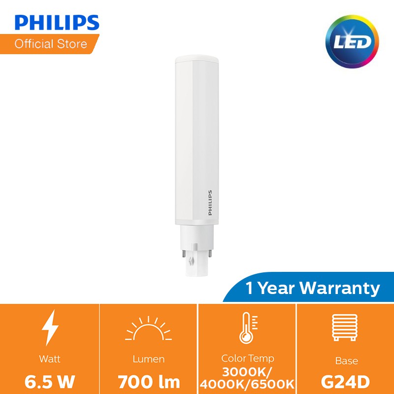Philips LED PL-C 2 Pin (6.5W 3000K/ 4000K/ 6500K) | Shopee Malaysia