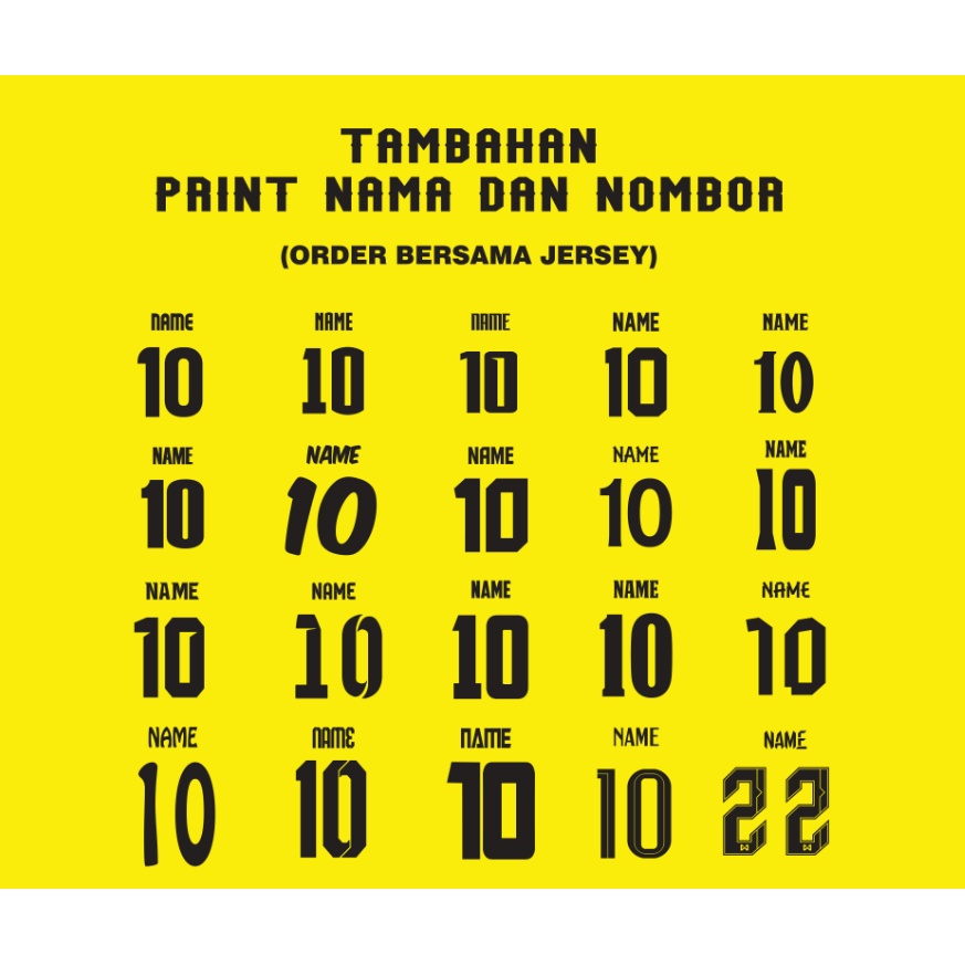 Cop Nama & Nombor, Cetak/Print Nama & Nombor Jenis Teknik Vinly PU ...