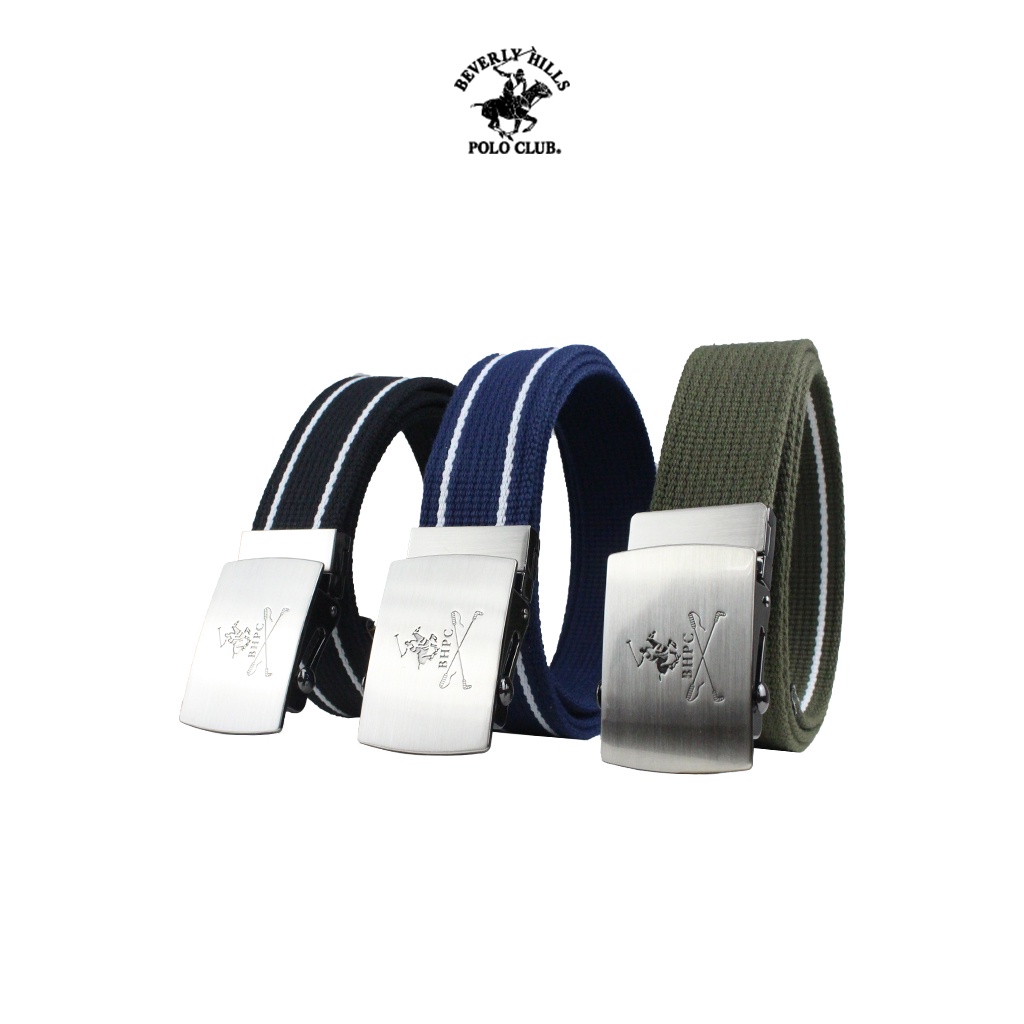 BHPC Beverly Hills Polo Club Canvas Belt Steel Buckle Reversible ...