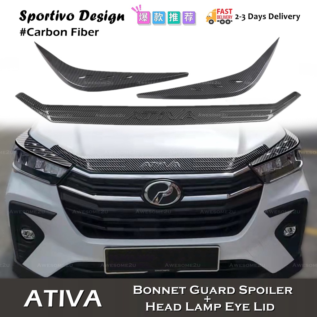 Awesome2u Perodua Ativa 2 in 1 Front Head Lamp Eye Lid Cover Bonnet ...
