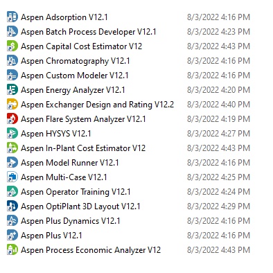 HYSYS AspenPlus AspenONE Aspen V12.2 V12.1 V12 Engineering Suite ...