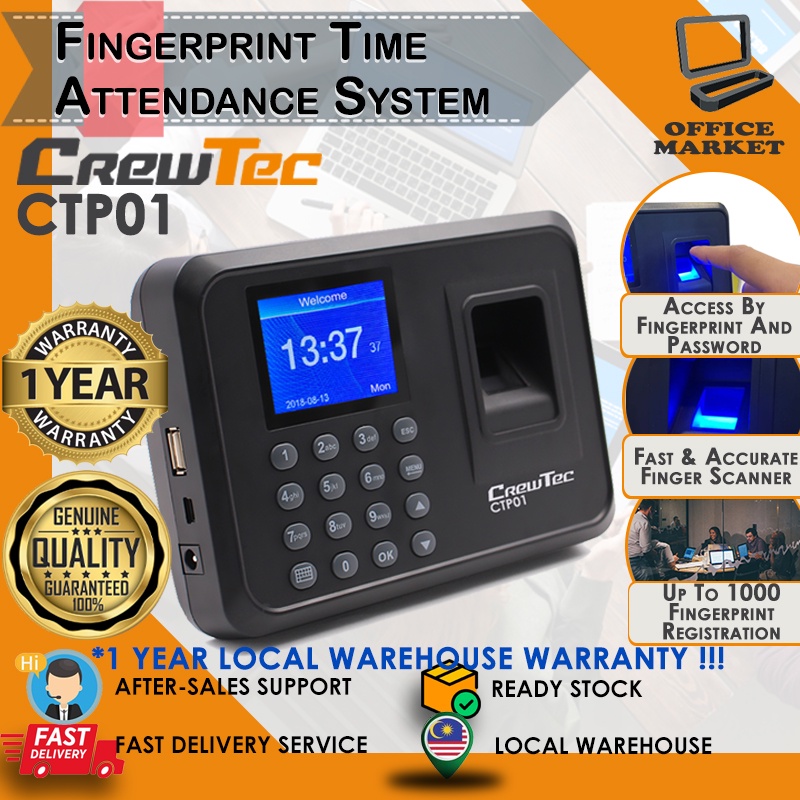 Fingerprint Thumbprint Time Attendance Machine CREWTEC CTP10 | Mesin ...