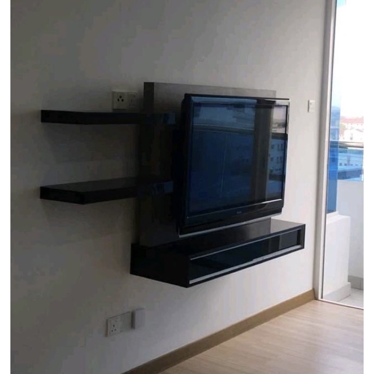 DIY Wall Mounted TV Cabinet Plug & Install TV Kabinet DIY Beli Pasang ...