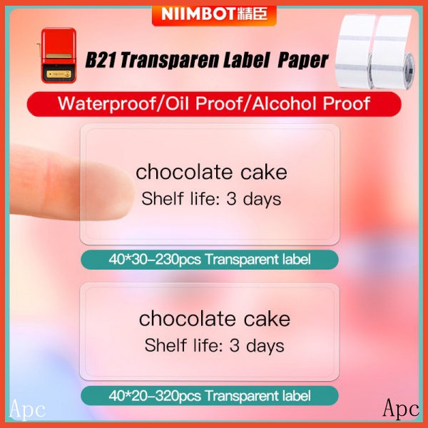 Niimbot B21 Transparent Label Printing Paper Name Sticker Sticker ...