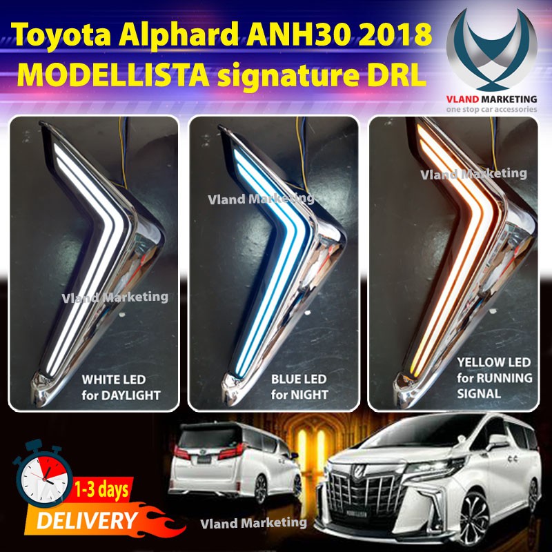 Toyota alphard NH30 2018 - 2021 front led drl daylight Light bar lamp 3 in 1 function Dynamic ...