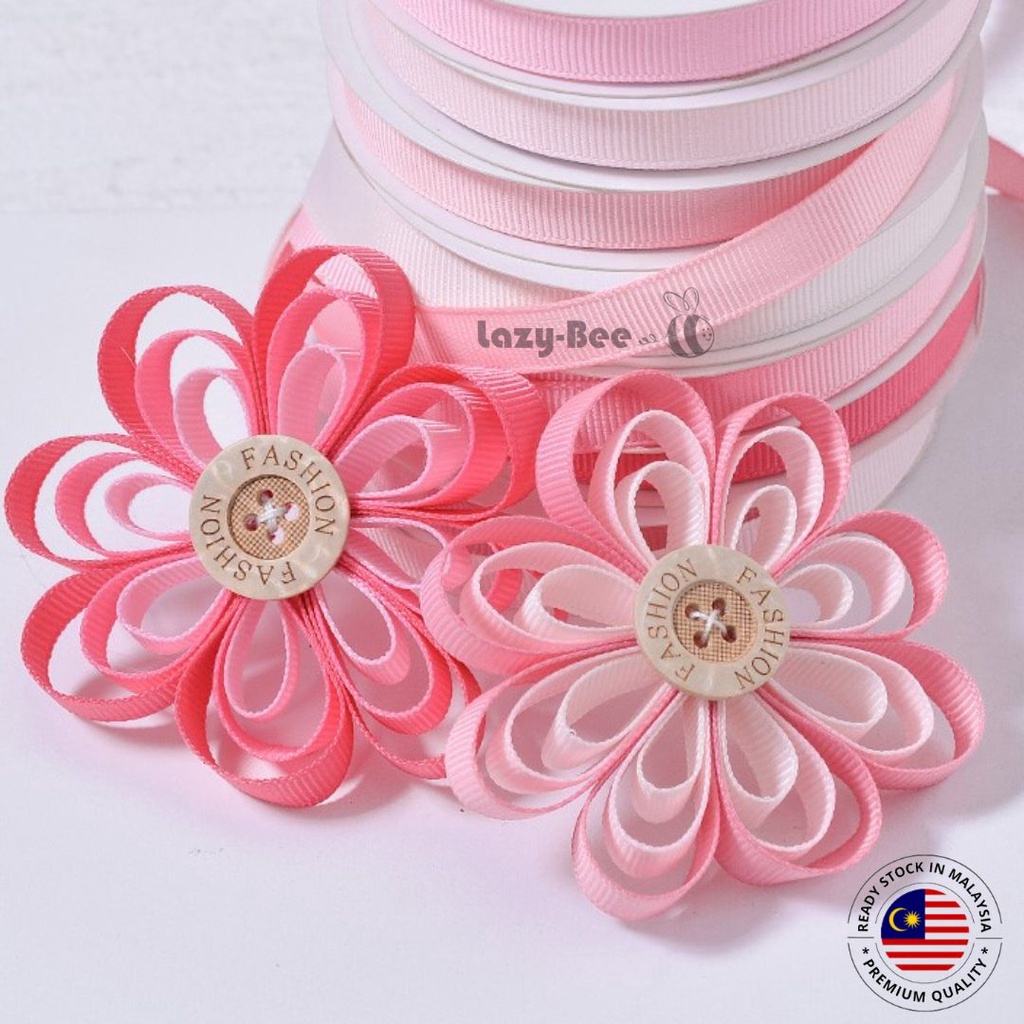 LAZY BEE 5 meter Hot Pink Peony Dusty Rose Grosgrain Ribbon Reben Door ...