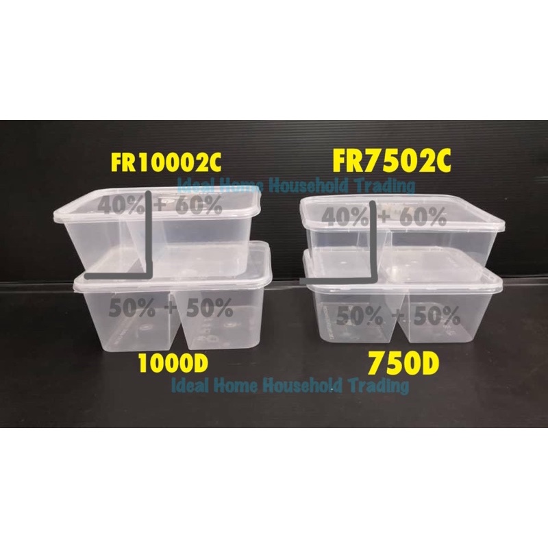 2 compartment Lunch Box / 1000D/ 750D / FR750-2c /FR1000-2c / 5/5 Tapau ...
