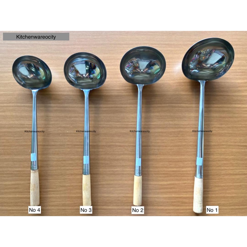 Stainless Steel Ladle / Ladle Wooden Handle / Ladle Heavy Duty / Senduk ...