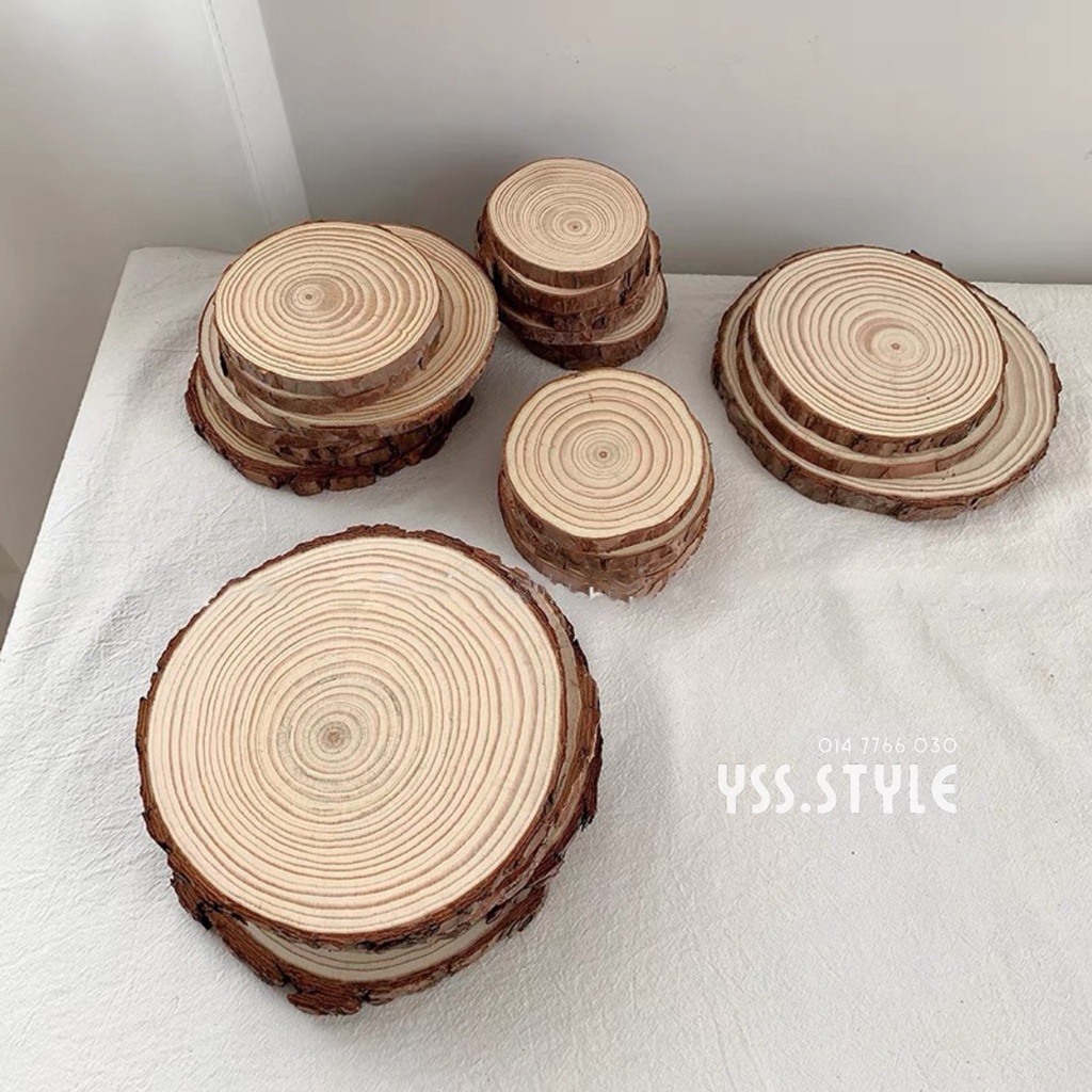 Natural Round Pine Wood Coaster Slice Pad Slab Cup Mat Candle Pad Tree ...