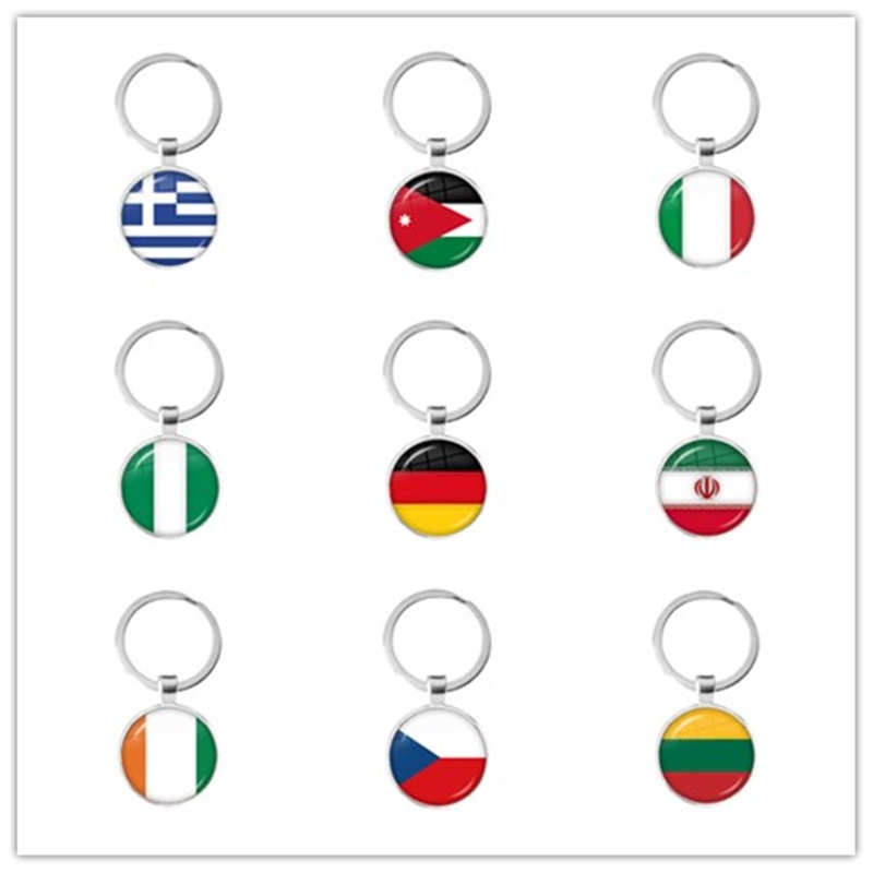 National Flag Glass Cabochon Keychain Greece,Jordan,Italy,Nigeria ...