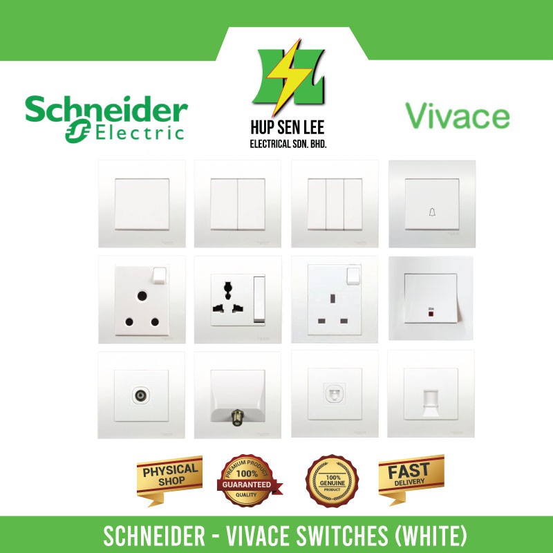 SCHNEIDER C-VIVACE SWITCHES & SOCKET (WHITE) | Shopee Malaysia