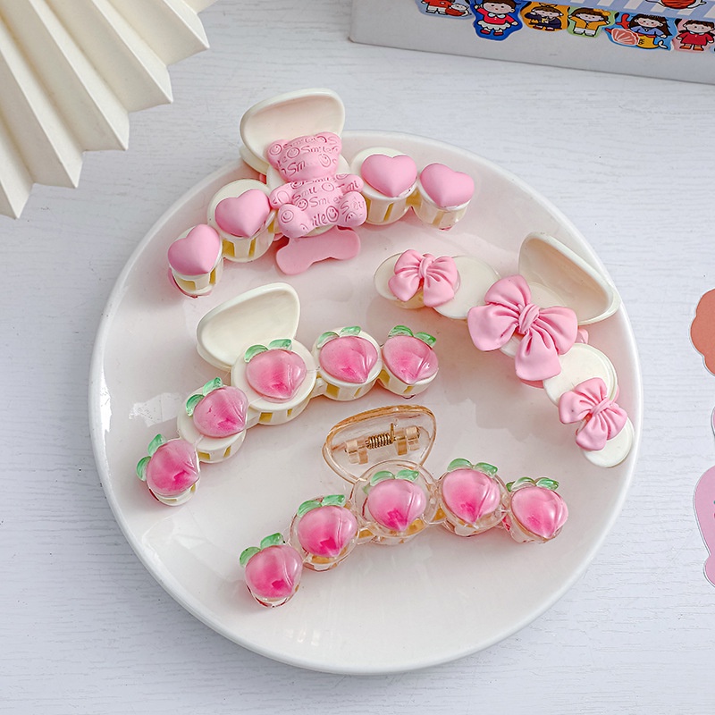 Girl Peaches grab clip pink new soft girl sweet hairpin beautiful and ...