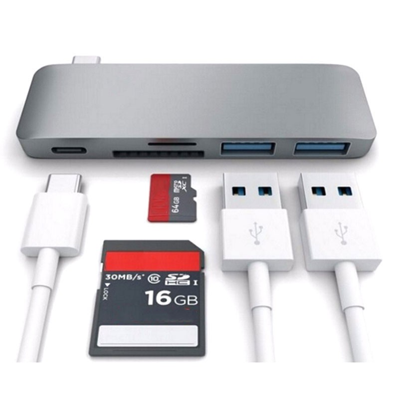 USB-C Hub Multiport Type-C HUB Adapter Converter with 2 USB 3.0 Ports ...