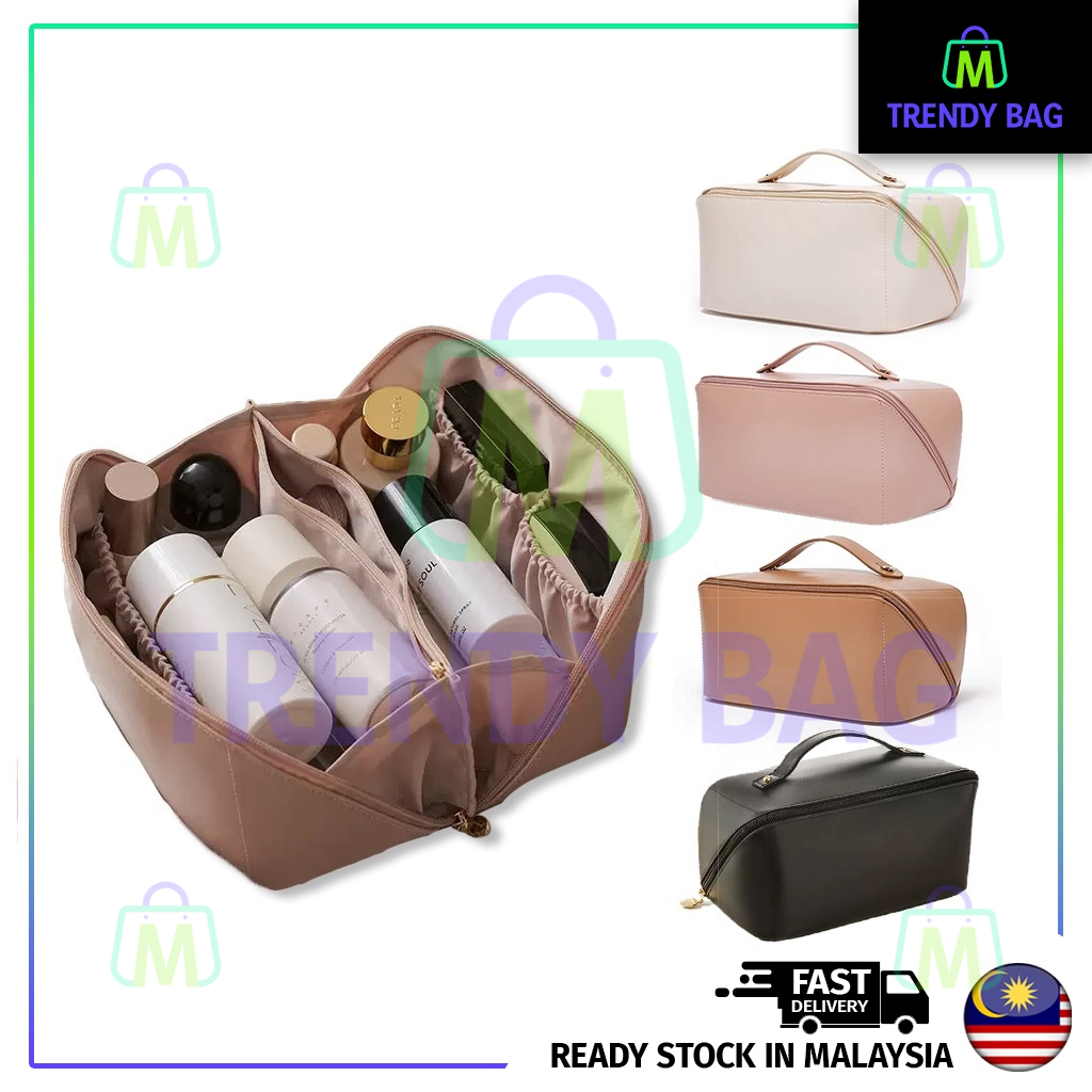 SHIP FROM MALAYSIA Luxury Pillow Makeup Bag PU Leather Portable ...