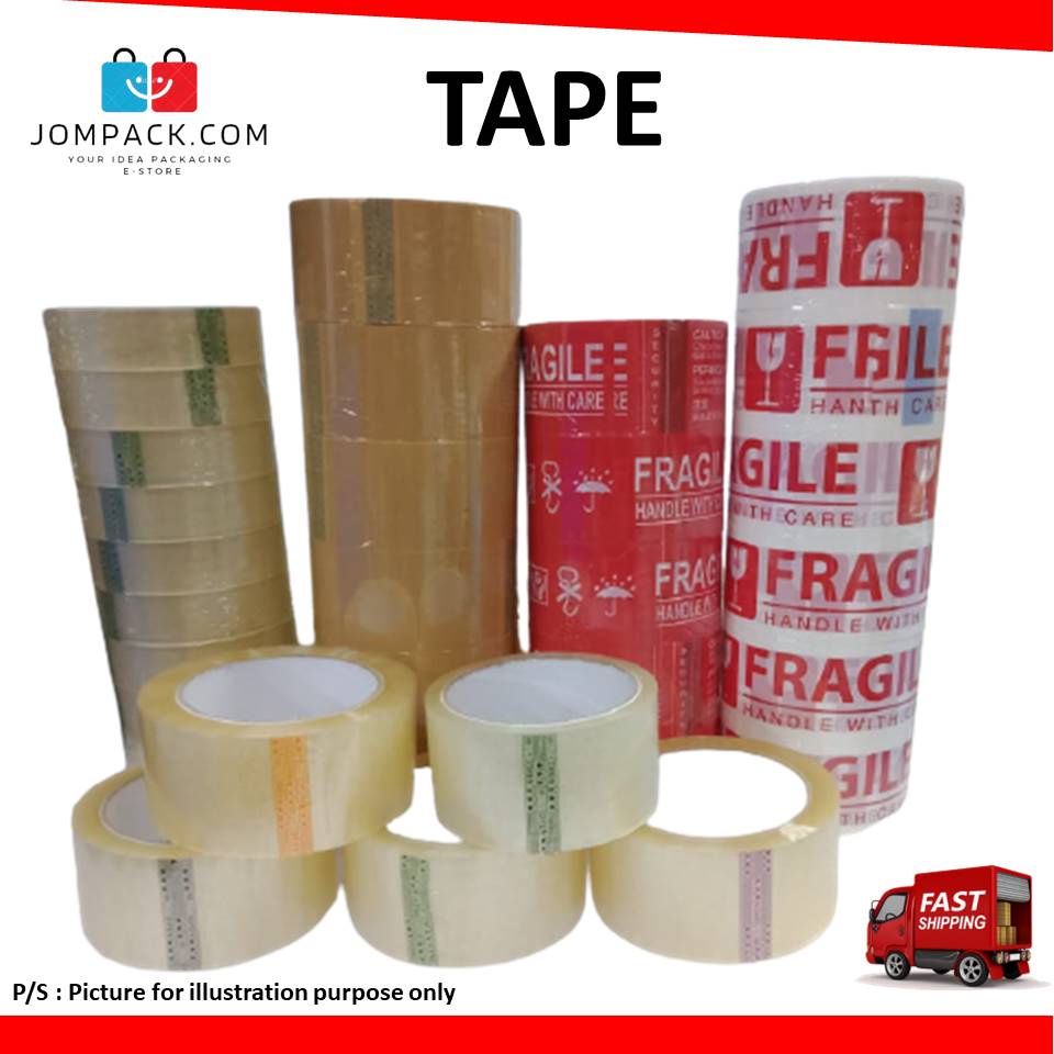 OPP Tape 48mm x 100y x 50mic / Brown Tape Fragile Tape 48mm X 50y ...