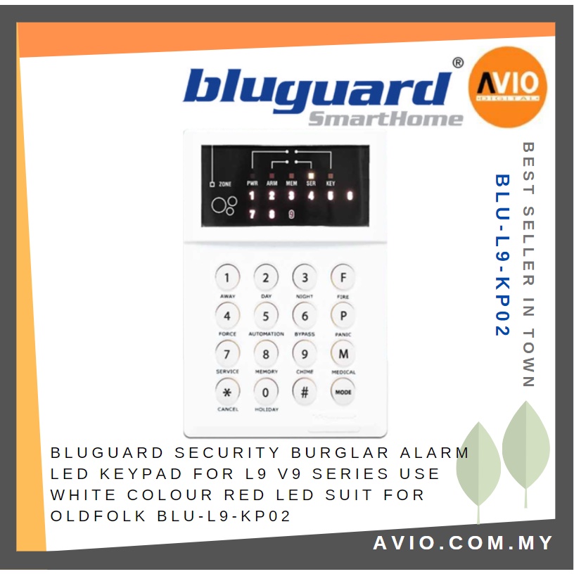 Bluguard Security Burglar Alarm LED Keypad for L9 V9 Series use White ...