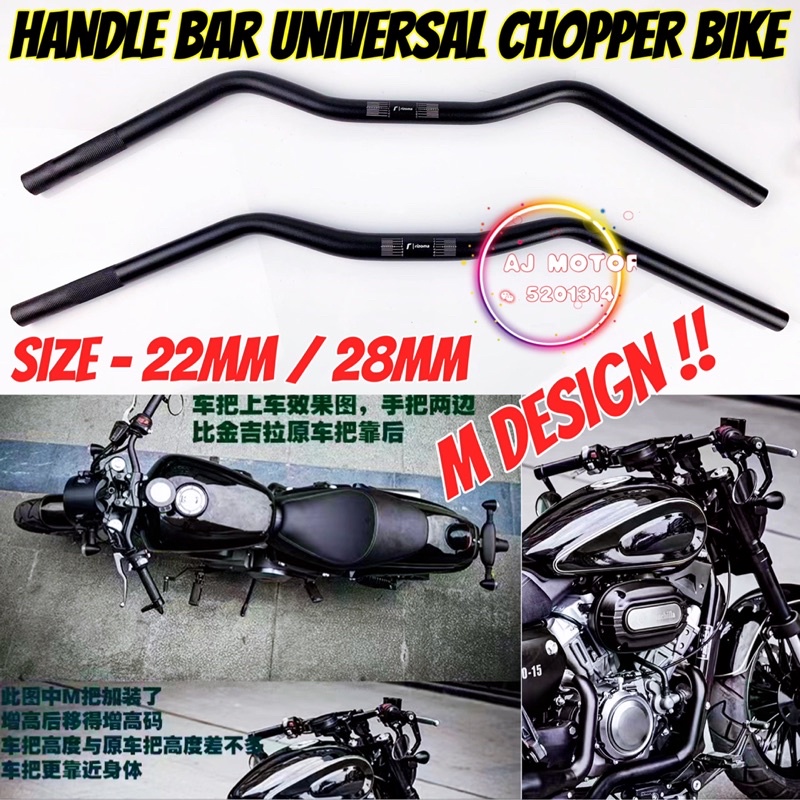 UNIVERSAL HANDLE BAR 22MM / 28MM DESIGN FOR CHOPPER CLASSIC BIKE ...