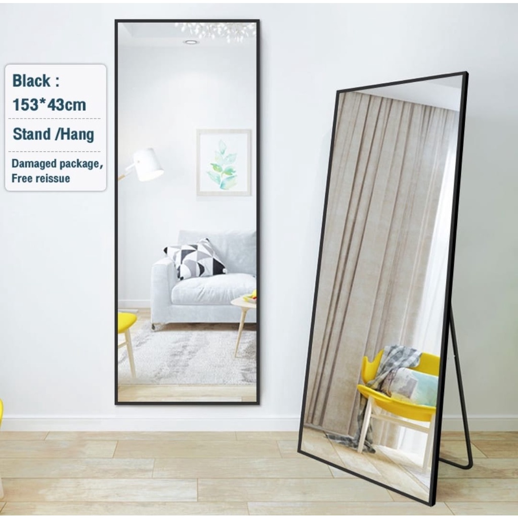 🔥READY STOCK⚡STANDING MIRROR WITH WHEEL MIRROR STAND CERMIN BERDIRI ...