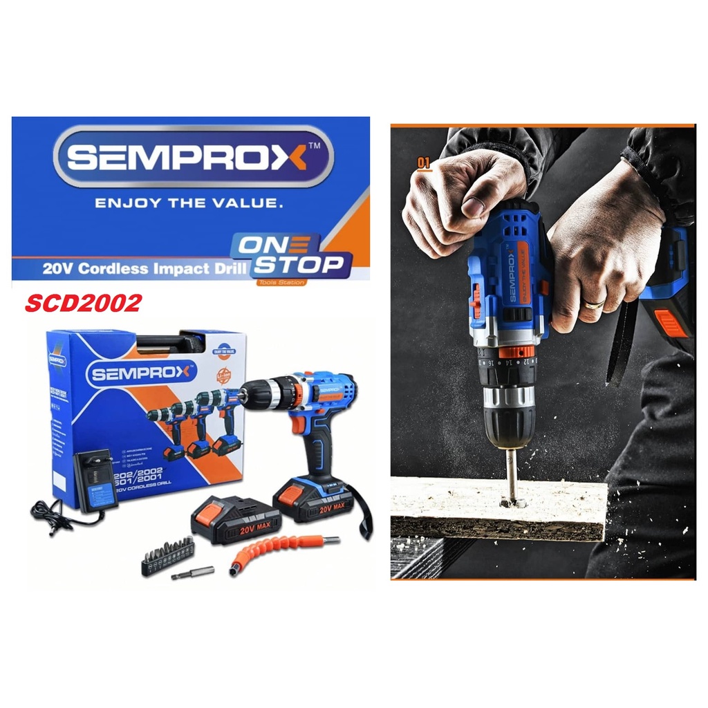 Semprox SCD 20V Li-ion Cordless Hammer Drill with 12pcs Bit's | Shopee ...