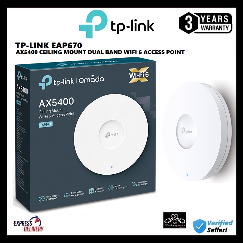 TP-LINK EAP670 AX5400 CEILING MOUNT DUAL BAND WIFI 6 ACCESS POINT [TL-EAP670] | Shopee Malaysia