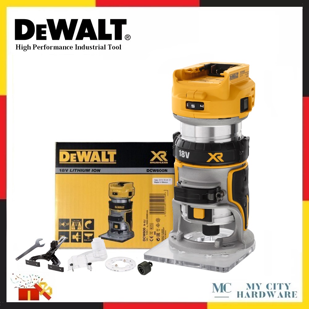 DEWALT DCW600N-KJ 1/4" & 8mm 18V Brushless Cordless Router ( Bare Tool ...