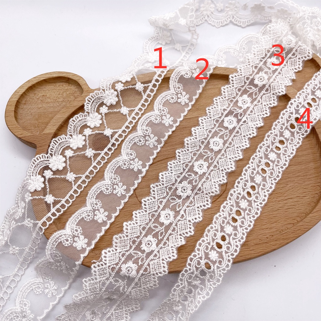 1 Meter Bilateral Polyester Silk Small Floral Wearable Ribbon Lace Trim ...
