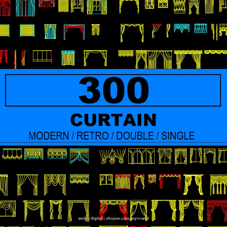 Autodesk | AutoCad 2025 | 300+ Curtain set CAD BLOCK MATERIALS for ...