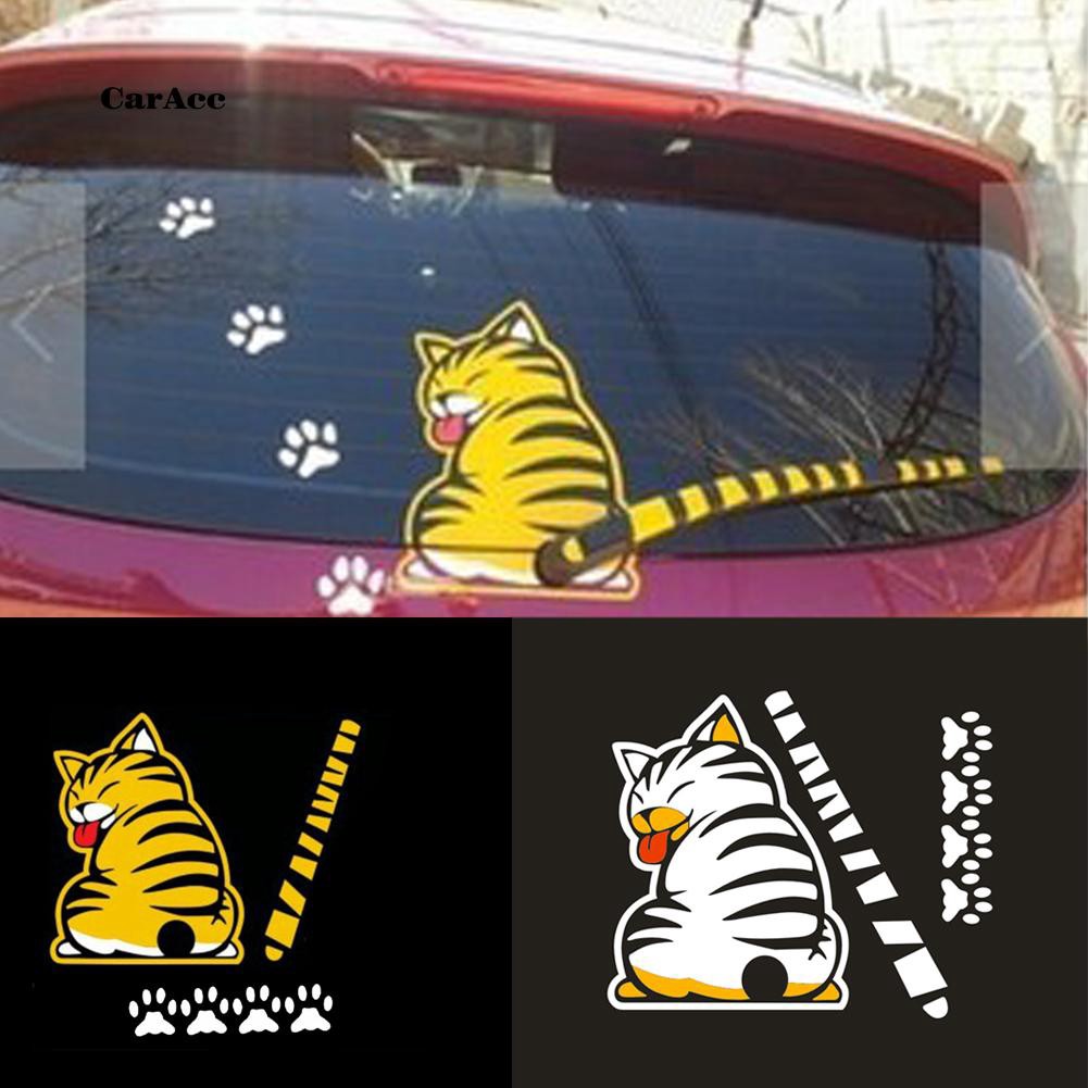 CARA_Funny Cartoon Cat Moving Tail Sticker Vehicle Car Window Wiper ...