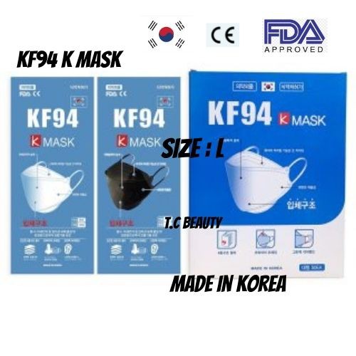 (Ready Stock) KF94 K MASK LARGE 4 LAYER MASK (BLACK/WHITE) | Shopee ...